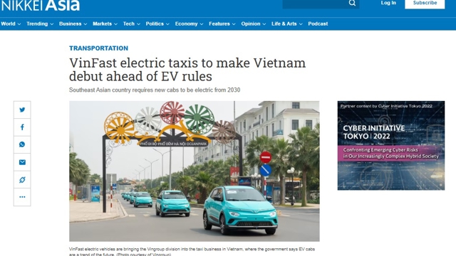 Nikkei Asia: Giá điện ổn định giúp xe điện trở thành lựa chọn tối ưu hơn so với taxi chạy xăng ...